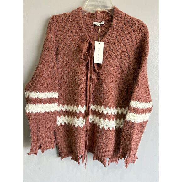 Moon River | Sweaters | Moon River Anthropologie Striped Jagged Hem Tie ...